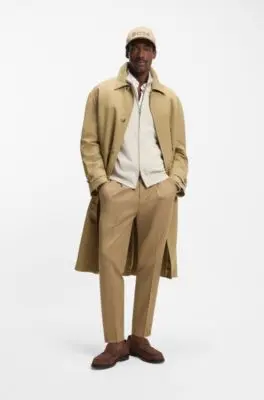 BOSS Water-repellent Coat With Concealed Closure - Khaki