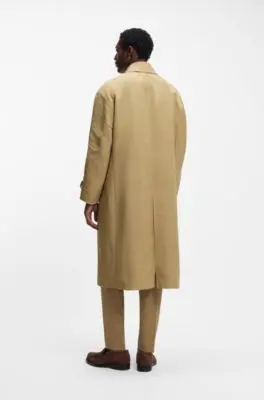 BOSS Water-repellent Coat With Concealed Closure - Khaki