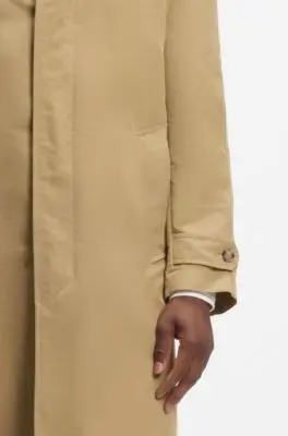 BOSS Water-repellent Coat With Concealed Closure - Khaki