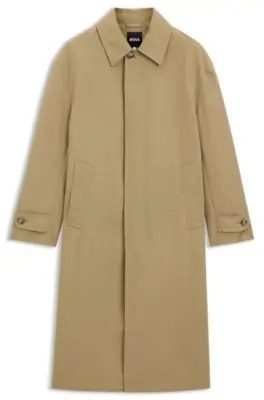 BOSS Water-repellent Coat With Concealed Closure - Khaki