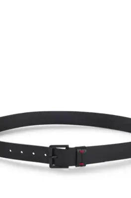 Hugo Italian Leather Belt With Red Stitching