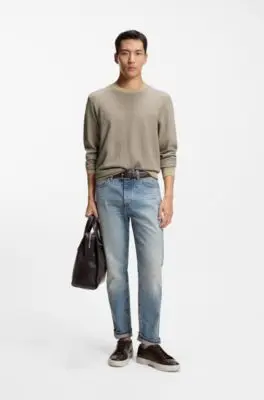 BOSS Cotton-silk Knitted Sweater - Khaki