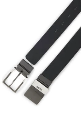 Hugo Reversible Italian-leather Belt With Two Buckles