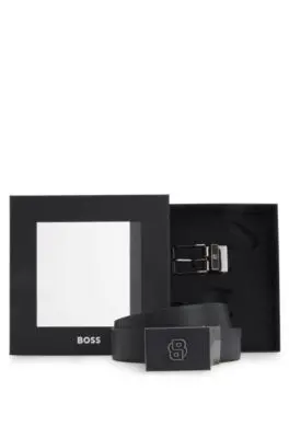 BOSS Italian Leather Reversible Belt With Buckles