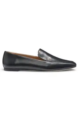 BOSS Leather Loafers With Gold Tone Hardware