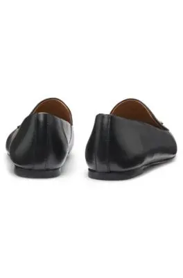 BOSS Leather Loafers With Gold Tone Hardware
