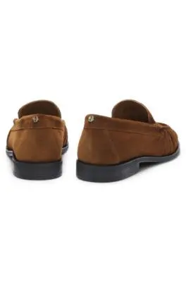 BOSS Ruched-detail Suede Loafers - Brown