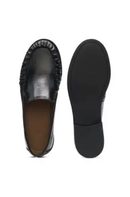 BOSS Leather Moccasins With Ruched Detail