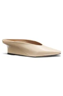 BOSS Leather Wedge Mules