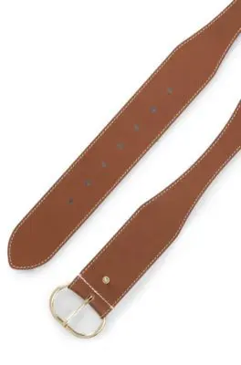 BOSS Leather Belt With Gold-tone Buckle