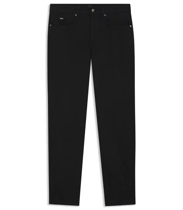 BOSS Slim-fit Stretch Denim Jeans With Signature Trims - Black