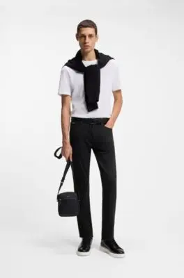 BOSS Slim-fit Stretch Denim Jeans With Signature Trims - Black