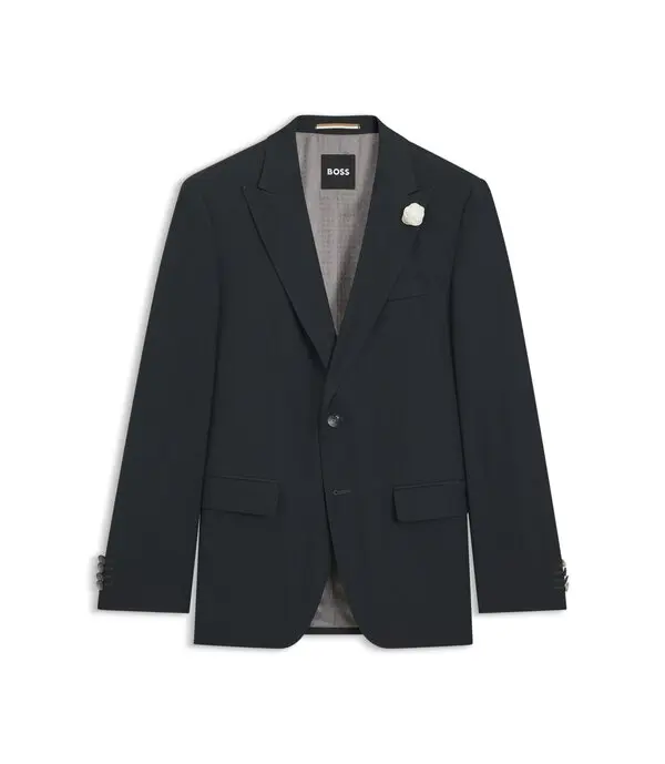 BOSS Melange Slim-fit Jacket In A Wool Blend - Light Green