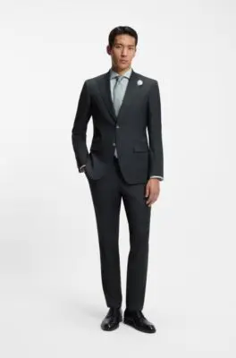 BOSS Melange Slim-fit Jacket In A Wool Blend - Light Green