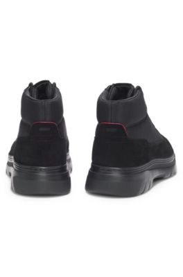Hugo Canvas Boots With Suede Trims - Black