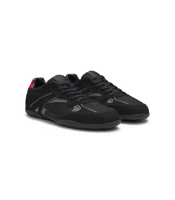 Hugo Mesh And Faux Suede Trainers - Black