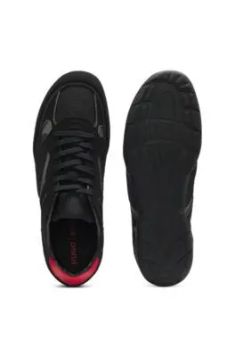Hugo Mesh And Faux Suede Trainers - Black