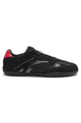 Hugo Mesh And Faux Suede Trainers - Black