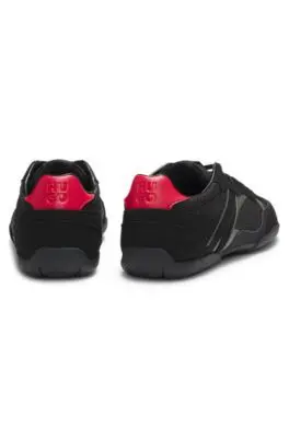 Hugo Mesh And Faux Suede Trainers - Black