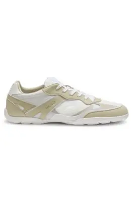 Hugo Trainers In Mesh And Faux Suede - White