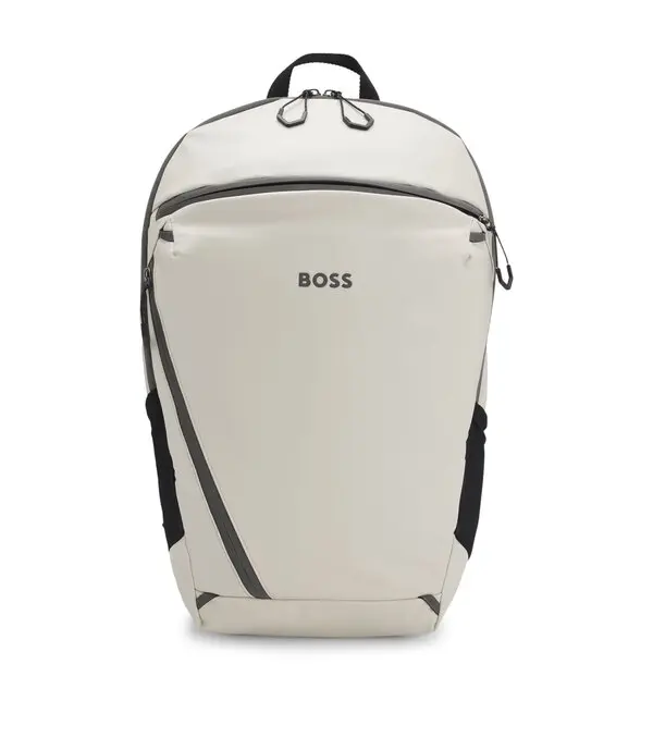BOSS Faux-leather Backpack With Reflective Details - Light Beige
