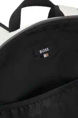 BOSS Faux-leather Backpack With Reflective Details - Light Beige
