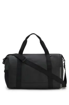 BOSS Faux Leather Holdall With Reflective Details - Black