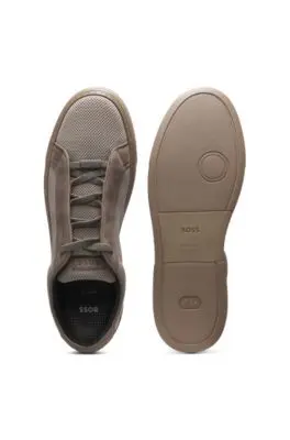 BOSS X Aston Martin Leather Trimmed Trainers - Light Grey