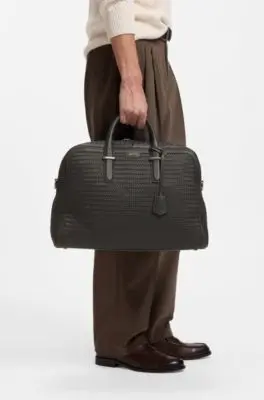 BOSS Woven Leather Holdall With Logo