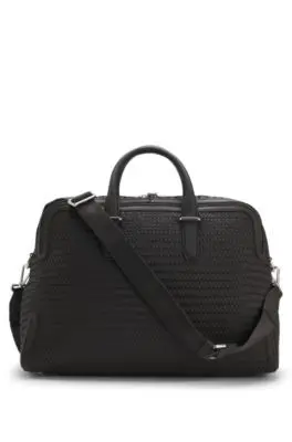 BOSS Woven Leather Holdall With Logo