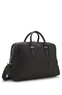 BOSS Woven Leather Holdall With Logo