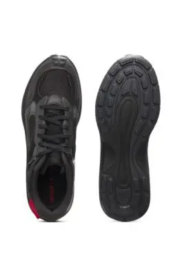 Hugo Heel-spoiler Lace-up Sneakers With Faux-suede Accents