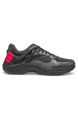 Hugo Heel-spoiler Lace-up Sneakers With Faux-suede Accents