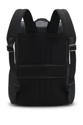 BOSS Italian-leather Backpack With Monogram - Black