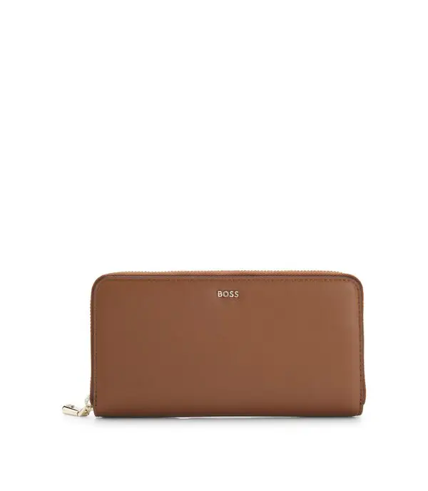 BOSS Logo-lettering Wallet With Zip - Brown