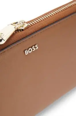 BOSS Logo-lettering Wallet With Zip - Brown