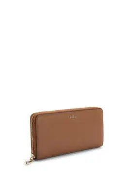 BOSS Logo-lettering Wallet With Zip - Brown