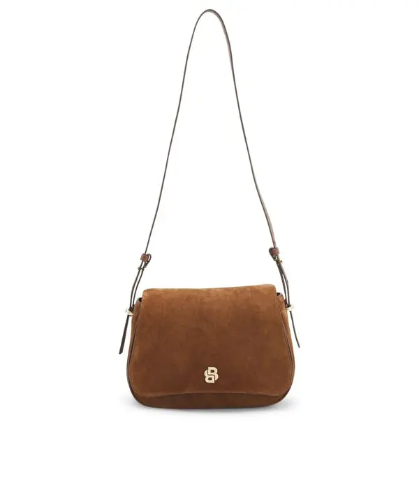 BOSS Suede Saddle Bag With Monogram