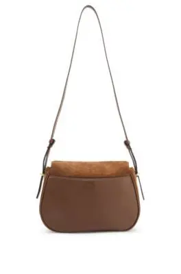 BOSS Suede Saddle Bag With Monogram