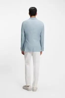 BOSS Slim-fit Jacket In Wool - Light Blue