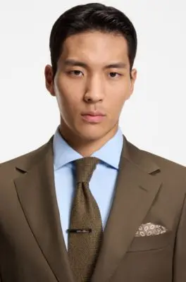 BOSS Regular-fit Jacket In Virgin And Textured Wool - Light Green