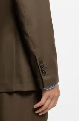 BOSS Regular-fit Jacket In Virgin And Textured Wool - Light Green