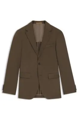BOSS Regular-fit Jacket In Virgin And Textured Wool - Light Green