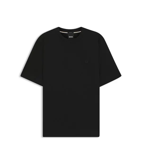 BOSS Mercerised-cotton T-shirt With Double B Monogram - Black