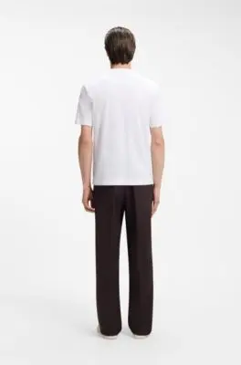 BOSS Mercerised-cotton T-shirt With Double B Monogram - White