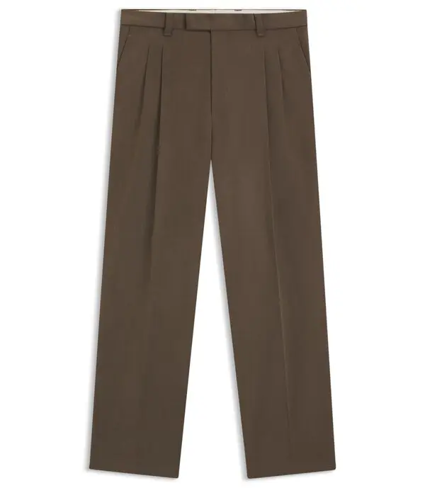 BOSS Relaxed-fit Trousers In Mercerised Stretch Cotton - Light Brown