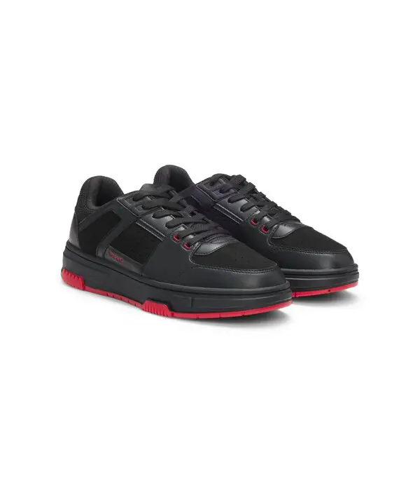 Hugo Trainers With Mesh And Faux Leather - Black