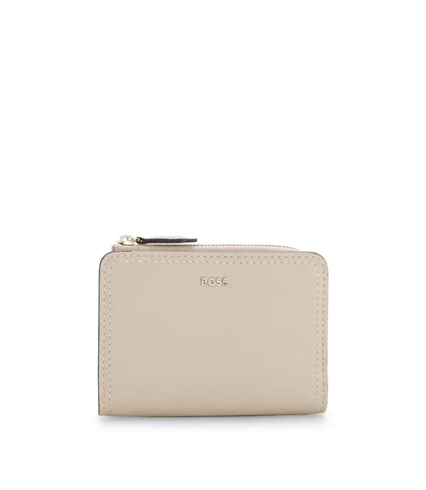 BOSS Grained-leather Wallet With Metallic Logo Lettering - Light Beige