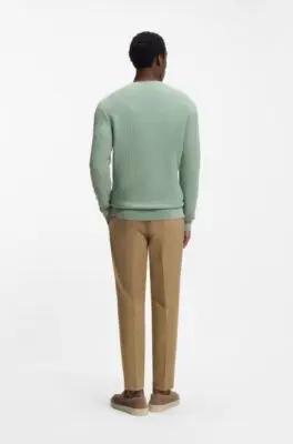 BOSS Cotton Sweater With Knitted Structure - Light Green