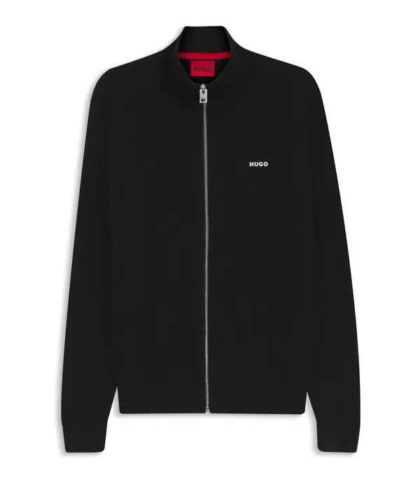 Hugo Logo-detail Knit Jacket - Black